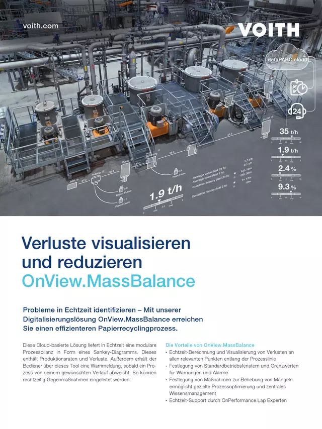 Effizienz steigern mit OnEfficiency, OnView & dataPARC cloud | Voith | Voith
